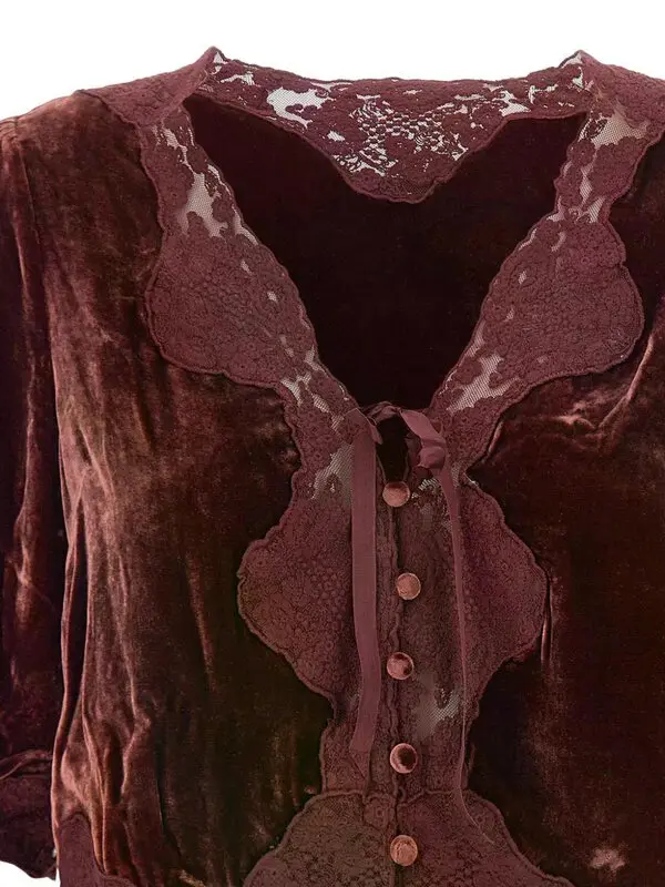 Rixo Ursula Lace-trim Velvet Top