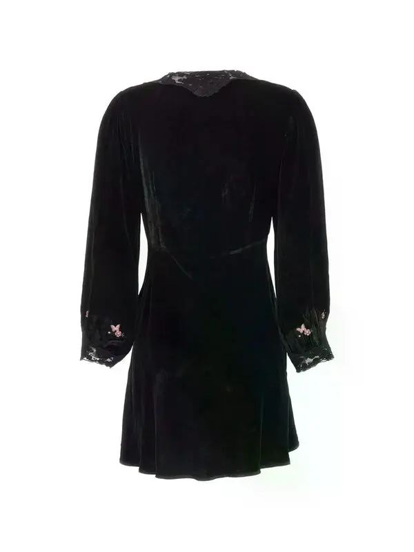Rixo Carolina Embroidered Velvet Mini Dress