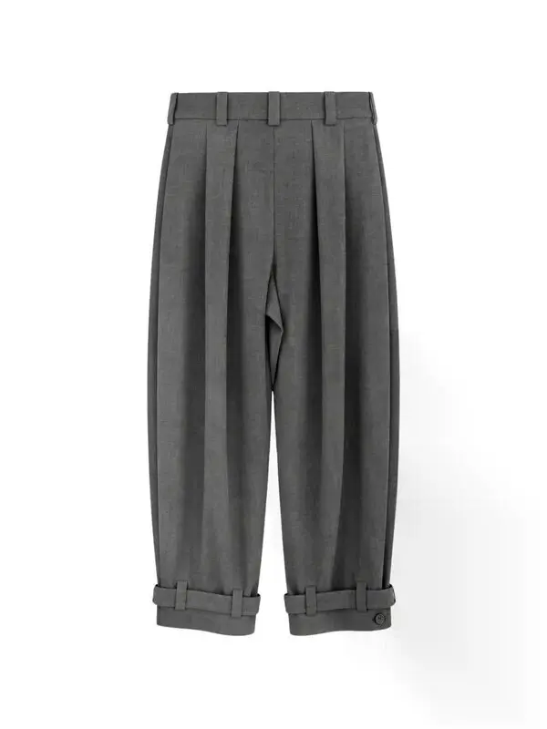 P.a.r.o.s.h Pleat-detail Buckled-cuff Cropped Trousers - Grey