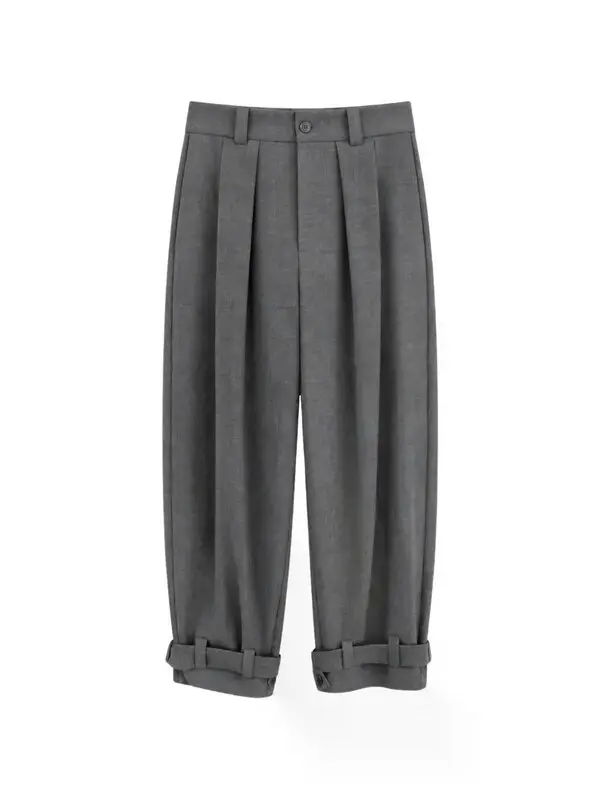 P.a.r.o.s.h Pleat-detail Buckled-cuff Cropped Trousers - Grey