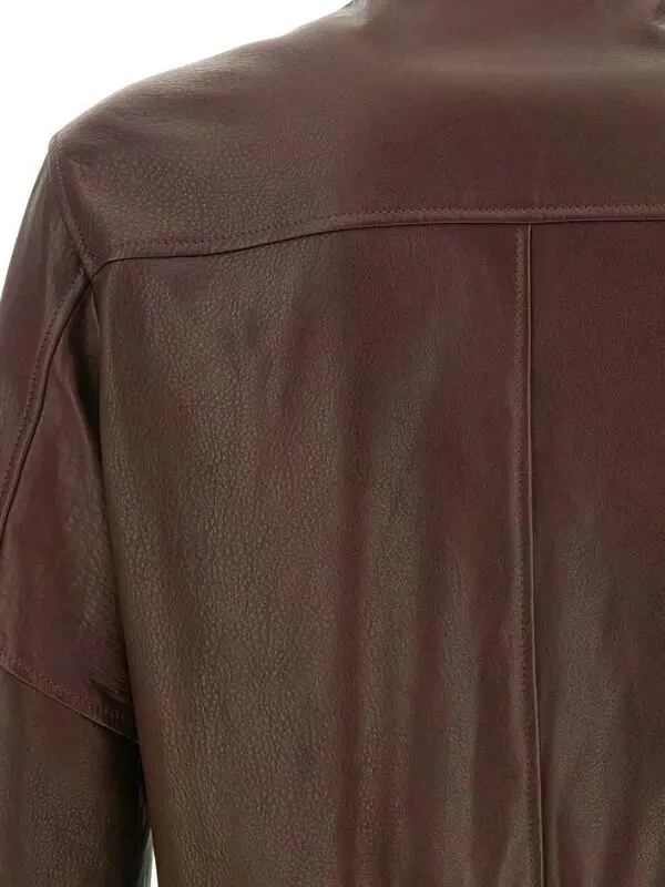 Tagliatore High-collar Leather Jacket - Red