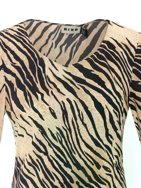 Rixo Amal Tiger-print Flared-sleeve Midi Dress