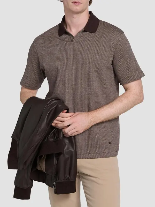 Emporio Armani Melange Johnny Collar Polo Shirt
