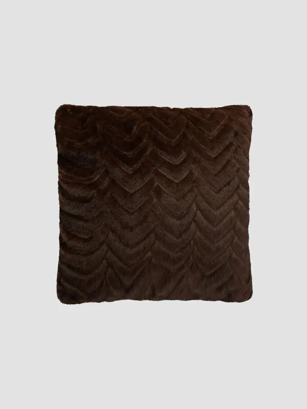 Gorski Faux-fur Throw Pillow - Brown