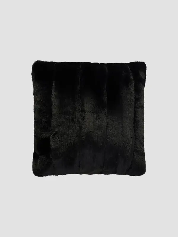 Gorski Faux-fur Quilted Throw Pillow - Black