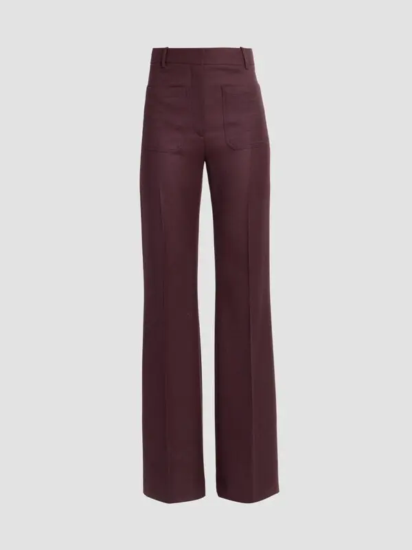 Victoria Beckham Alina Wide-leg High-rise Wool Trousers - Acai