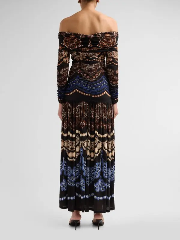 Farm Rio Nicole Printed Ruched Jersey Maxi Dress