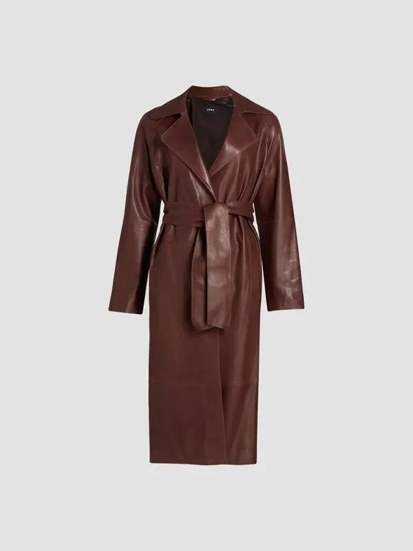ARMA Yava Leather Belted Coat - Marone