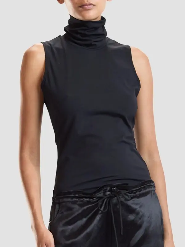 Cynthia Rowley Sutton Jersey Sleeveless Turtleneck Top