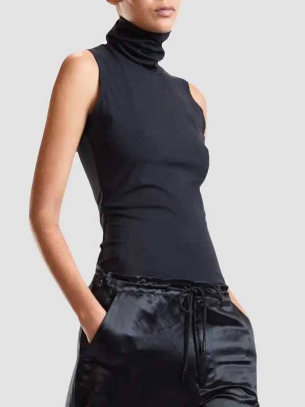 Cynthia Rowley Sutton Jersey Sleeveless Turtleneck Top
