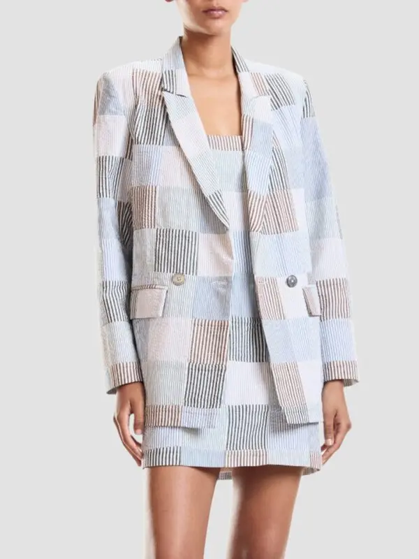 Cynthia Rowley Millie Seersucker Single-breasted Blazer