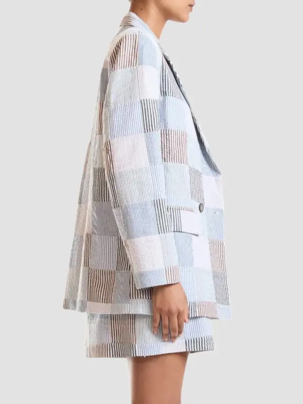 Cynthia Rowley Millie Seersucker Single-breasted Blazer