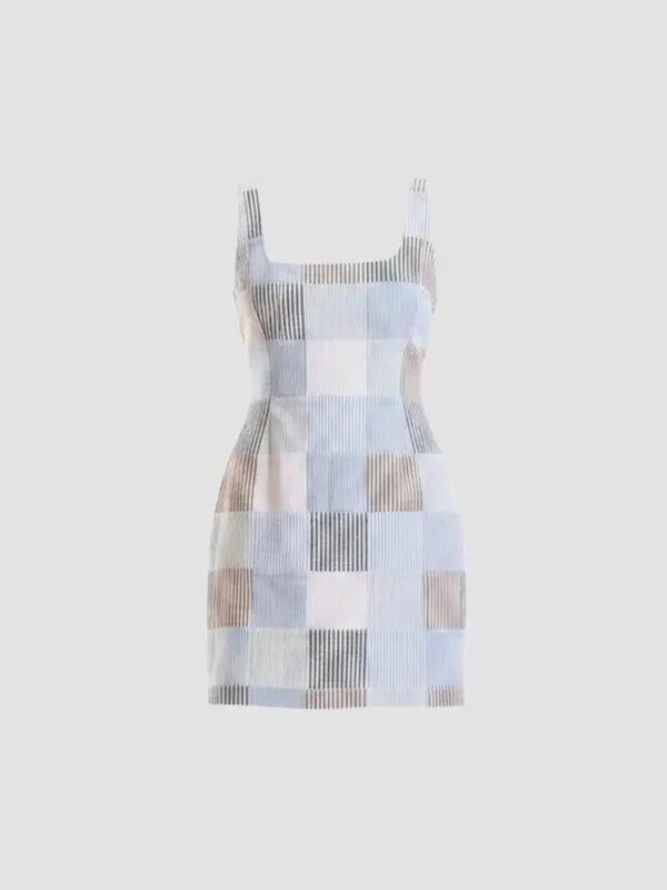 Cynthia Rowley Millie Patchwork Seersucker Scoopneck Minidress - Multi