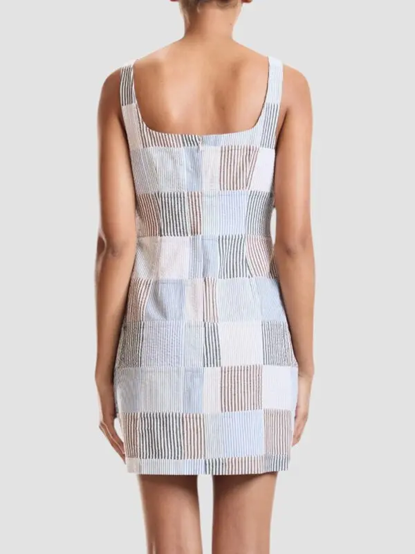 Cynthia Rowley Millie Patchwork Seersucker Scoopneck Minidress