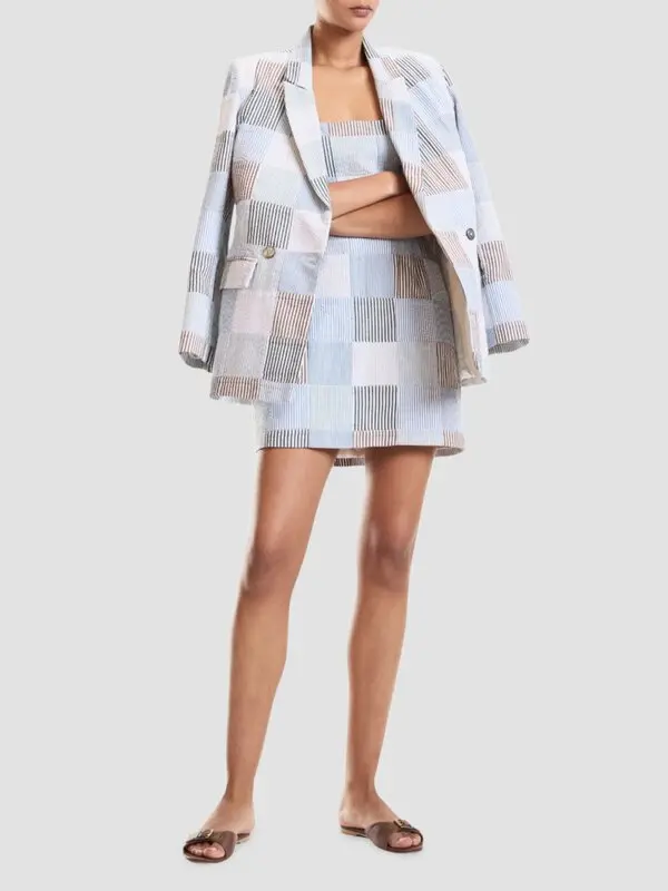 Cynthia Rowley Millie Patchwork Seersucker Scoopneck Minidress