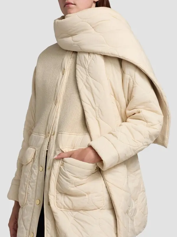 Ramy Brook Melaine Quilted Rib-knit Scarf Coat