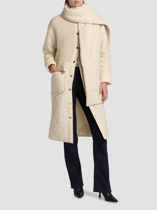 Ramy Brook Melaine Quilted Rib-knit Scarf Coat