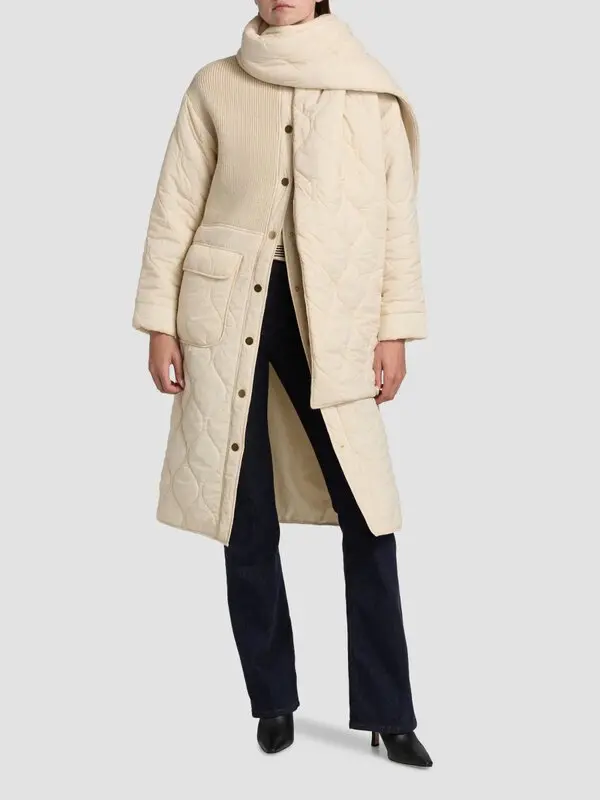 Ramy Brook Melaine Quilted Rib-knit Scarf Coat