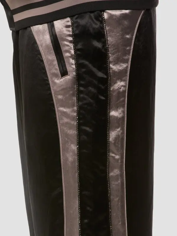 PURPLE BRAND Souvenir Crystal-embellished Stacked Wide-leg Pants