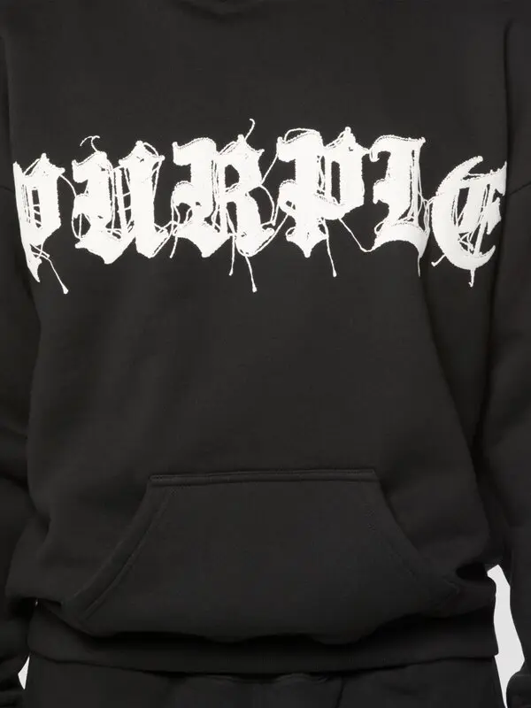 PURPLE BRAND Logo Cotton Fleece Hoodie