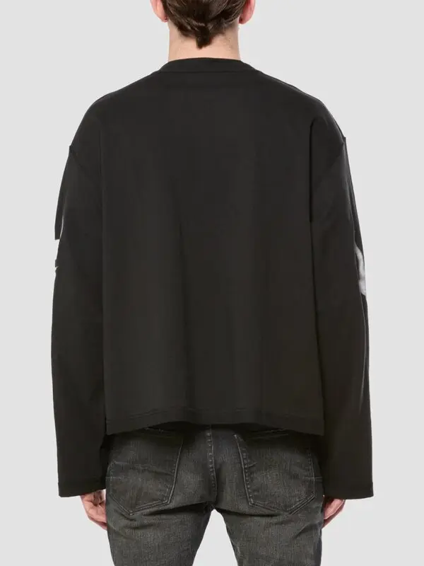 PURPLE BRAND Oversized Crop Cotton Long-sleeve Crewneck T-shirt