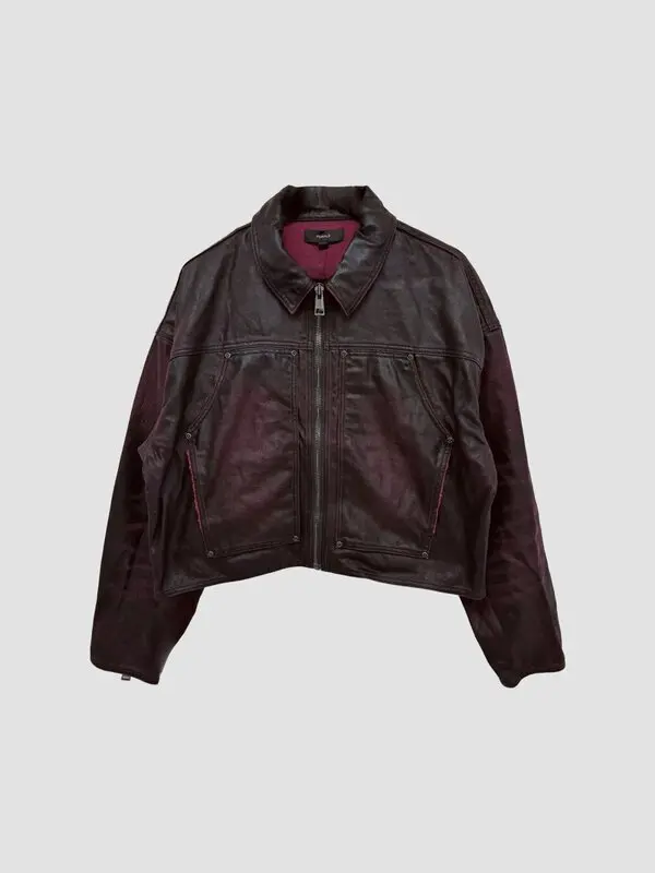 PURPLE BRAND Patent Vintage Cotton Denim Jacket - Red
