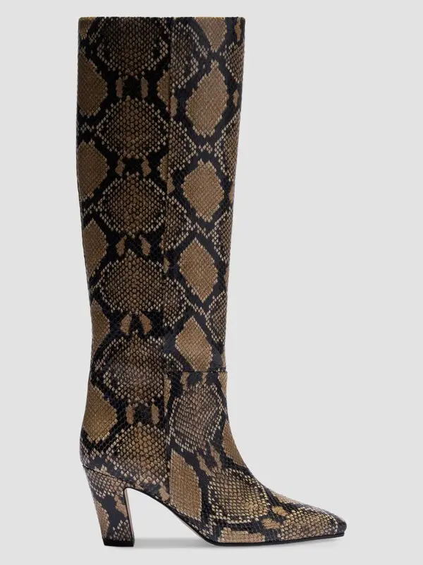 AeydĒ Silva 75mm Snakeskin-print Leather Knee-high Boots - Hazelnut