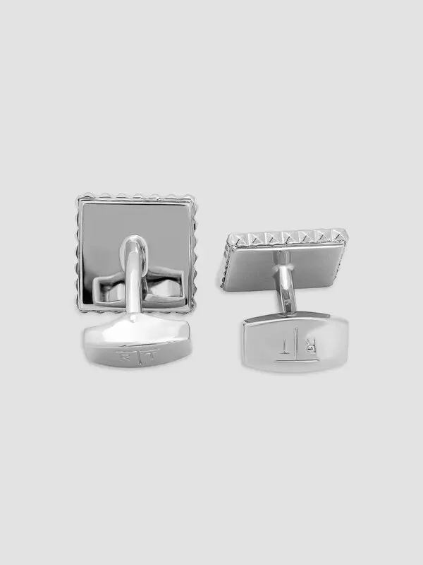 Tateossian Silvertone 3d Pyramid Cufflinks