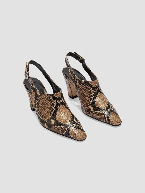 AeydĒ Maude Snake-embossed Leather Slingback Pumps
