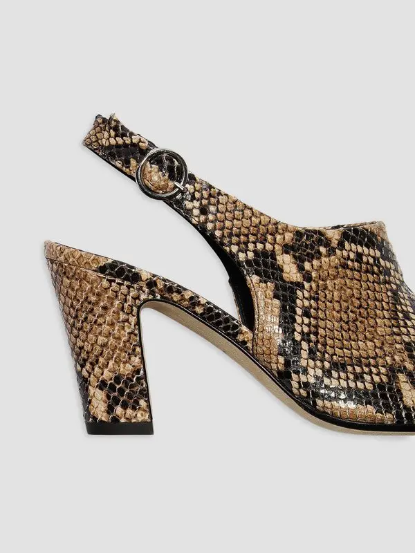 AeydĒ Maude Snake-embossed Leather Slingback Pumps