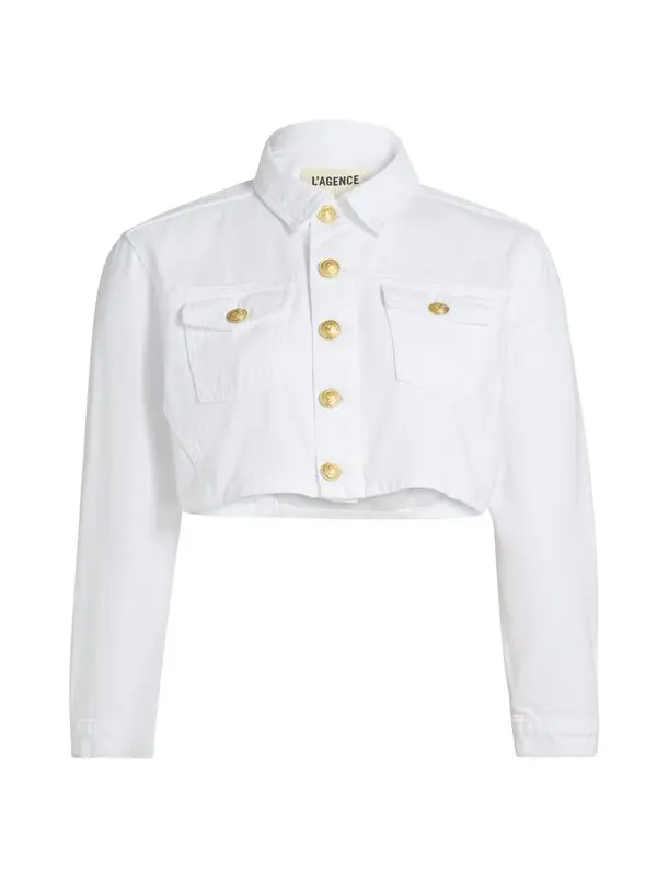 L'Agence Genevie Denim Crop Jacket - Blanc