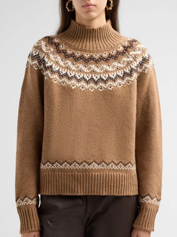 Rag & Bone Fallon Stud Fair Isle Turtleneck Sweater