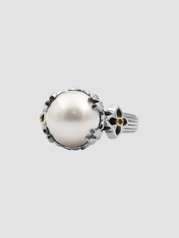 Stephen Dweck Sterling 18k Yellow Gold, Freshwater Pearl & 0.02 Tcw Diamond Ring