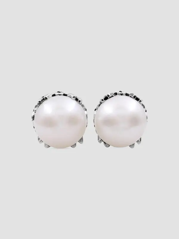 Stephen Dweck Sterling & Pearl Stud Earrings