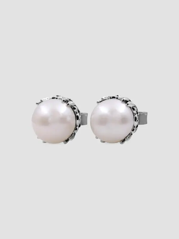 Stephen Dweck Sterling & Pearl Stud Earrings