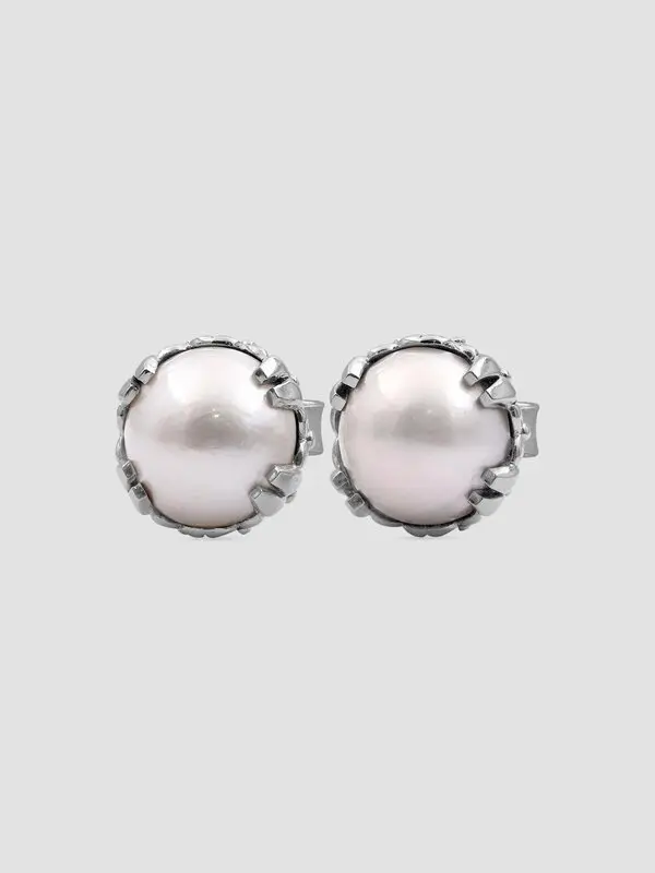 Stephen Dweck Sterling & Pearl Claw Stud Earrings