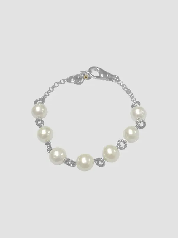 Stephen Dweck Sterling Cultured Freshwater Pearl & 0.03 Tcw Diamond Bracelet - Silver