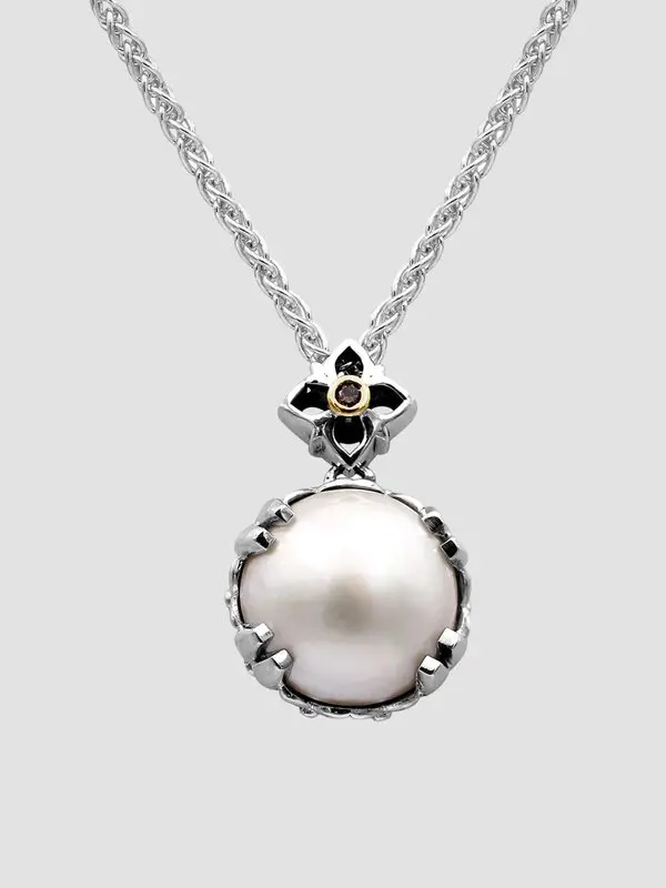 Stephen Dweck Sterling 18k Yellow Gold, Cultured Mabé Pearl & 0.014 Tcw Diamond Pendant Necklace - Silver
