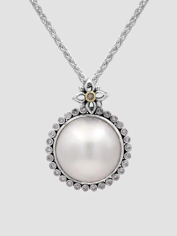 Stephen Dweck Sterling 18k Yellow Gold, Cultured Freshwater Pearl & 0.30 Tcw Diamond Pendant Necklace - Silver
