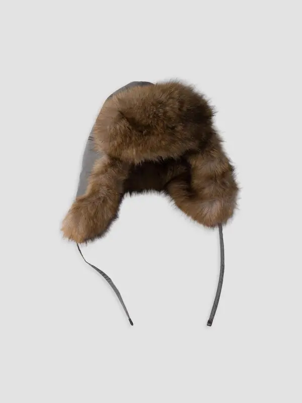 Miu Miu Technical Fabric And Faux Fur Trapper Hat