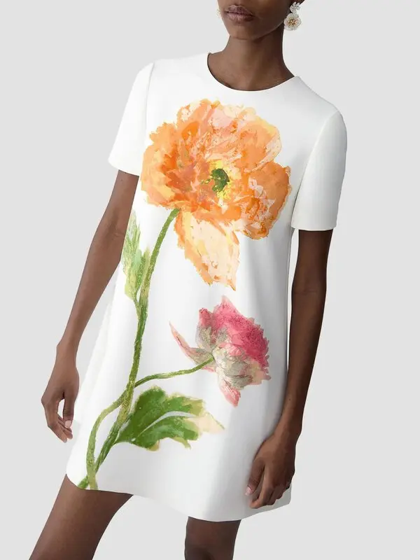 Carolina Herrera Resort Floral Short-sleeve Minidress