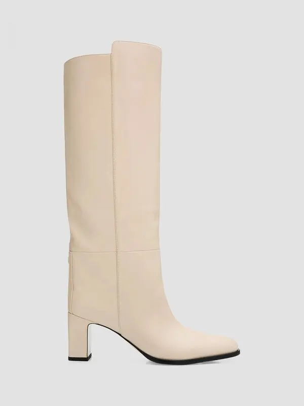 JIMMY CHOO Caly 65mm Leather Knee Boots - Bone