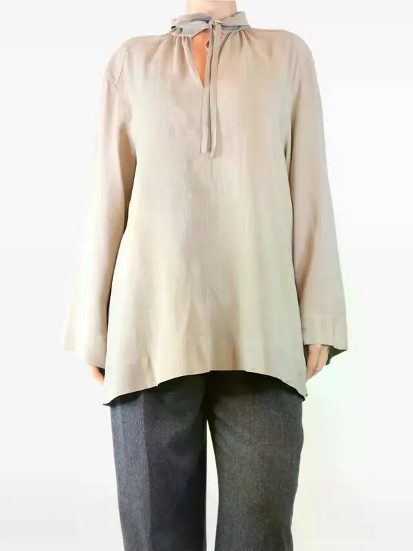 N.peal Long-sleeve Tie-detail Cashmere Blouse