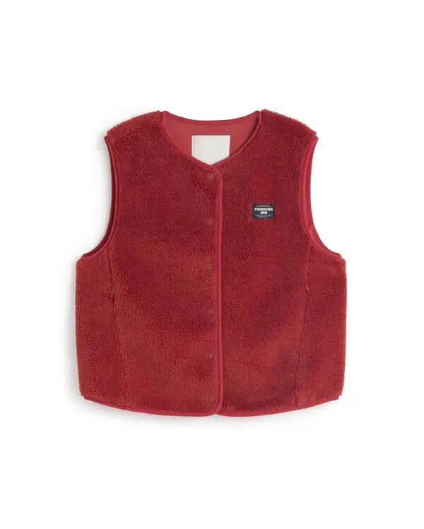 THINKING MU Jay Sheepskin Vest - Red
