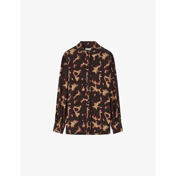 JOSEPH Rieu Tortoiseshell-print Crepe Shirt - Tortoise Shell