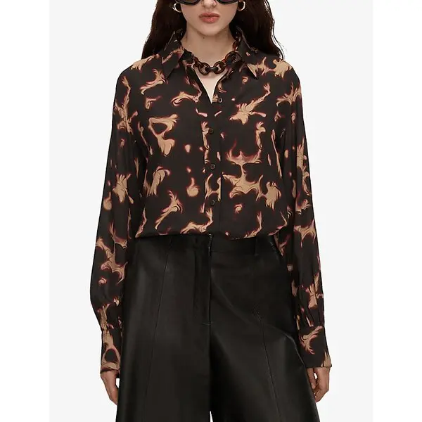 JOSEPH Rieu Tortoiseshell-print Crepe Shirt