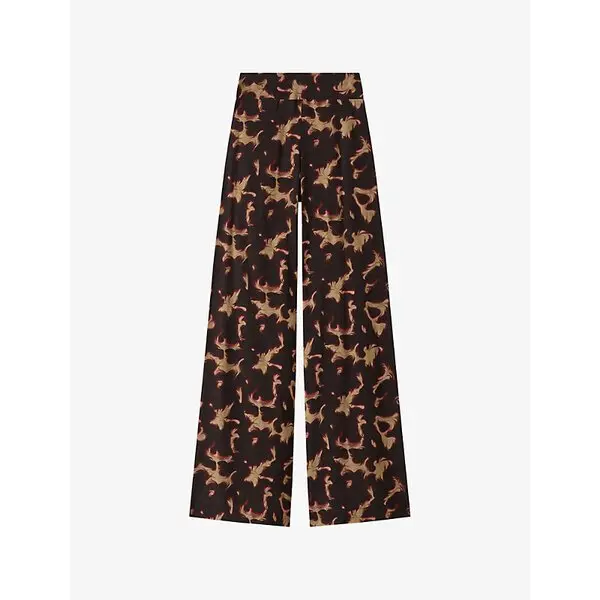 JOSEPH Rihani Tortoiseshell-print Wide-leg Crepe Trousers - Tortoise Shell