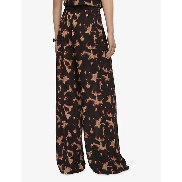 JOSEPH Rihani Tortoiseshell-print Wide-leg Crepe Trousers - Tortoise Shell