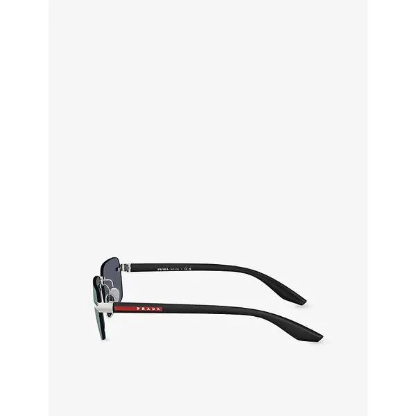 Prada Psc52s Rectangle-frame Metal Sunglasses