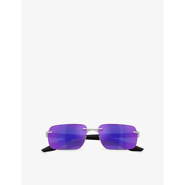 Prada Psc52s Rectangle-frame Metal Sunglasses